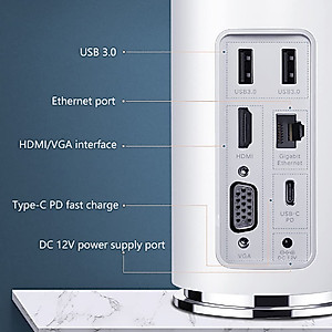 Port Expander 11-in-1 USB C Hub Adapter with 4K HDMI, VGA, Ethernet, 3 USB 3.0 Ports,SD/TF Card Reader,100W PD, 3.5mm Audio Port, USB C USB Splitter