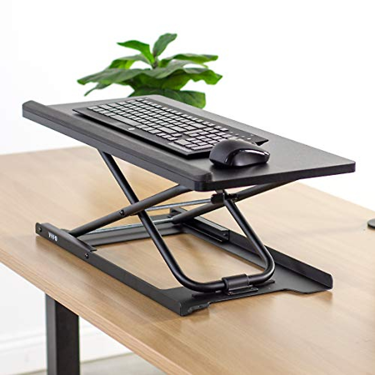 VIVO Black Single Top 27 inch Heavy-Duty Scissors Lift Keyboard and Mouse Riser, Designed for Ergonomic Sit Stand Workstations, DESK-V000P