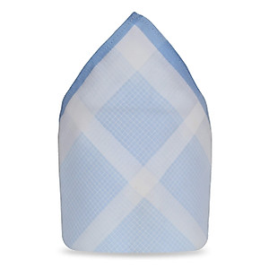 Caruso Italy Men's Italia 100% Pure Cotton Handkerchief White Blue Checks - Pack of 12