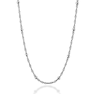 Miabella 925 Sterling Silver Italian Singapore Bead Chain Station Necklace for Women Teen, Made in Italy (20 Inch)