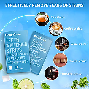 Teeth Whitening Strips - DeepKlean White Strips for Removing Years Stains, Enamel Safe, 3 Days Express Result, 28 Teeth Whitener Strips for Teeth Sensitive 14 Treatments Peppermint Non-Slip Strips