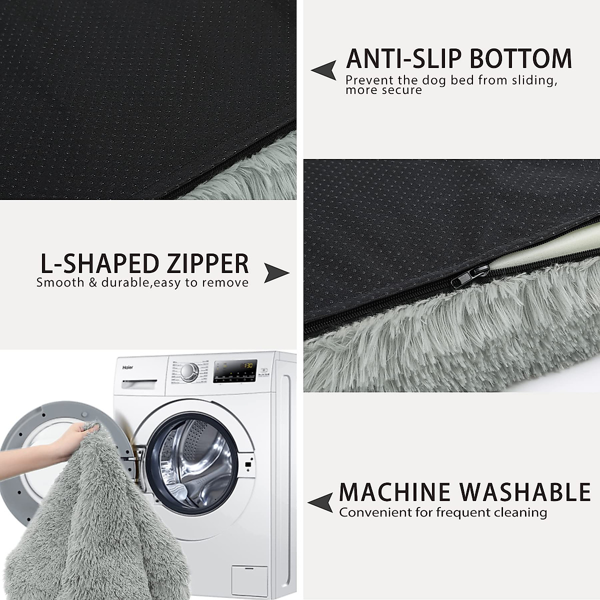 MIHIKK Extra Large Dog Bed, XL Orthopedic Egg Crate Foam Dog Bed with Removable Washable Cover, Waterproof Dog Mattress Nonskid Bottom, Comfy Anti Anxiety Pet Bed Mat, 41x29 inch, Gray