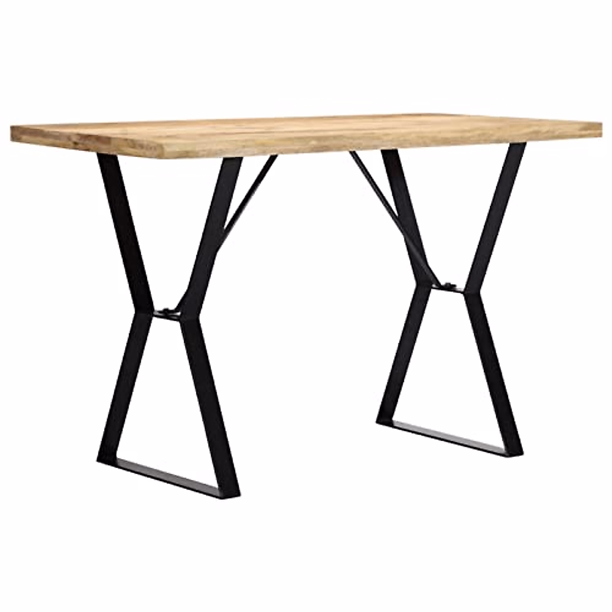 Tidyard Dining Table 47.2 x 23.6 x 29.9 Inch Solid Mango Wood Wooden Dinner Table Iron Legs Brown for Kitchen, Bistro, Home Furniture