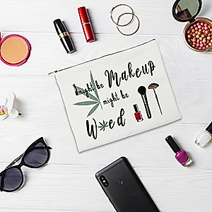 NC Funny Leaf Makeup Cosmetic Bag,Makeup Brushes Toiletry Jewelry Travel Accessories Organizer Zipper Pouch,Birthday Gift for Women Stoner Friend Sister Colleague Auntie