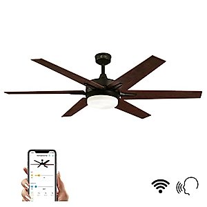 Westinghouse Lighting 74002B00 Transitional Cayuga, Smart WiFi Ceiling Fan Compatible with Amazon Alexa and Google Home with LED Light, Remote Control, 60 Inch, Black-Bronze Finish, Frosted Opal Glass