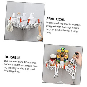 Veemoon 2pcs Shelf Corner Shelves Wall Mounted Storage Shelves Adhesive Bathroom Shower Rack With Hook Pp Organizer