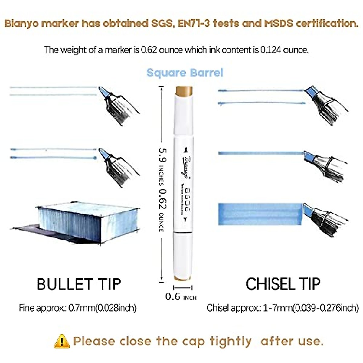 Bianyo Classic Series Alcohol Markers Set, Pack of 72, Dual Tip Bullet & Chisel Art Marker Set, Black Case with a Designable Card for Coloring, Drawing, Sketching, Outlining, Highlighting, Designing