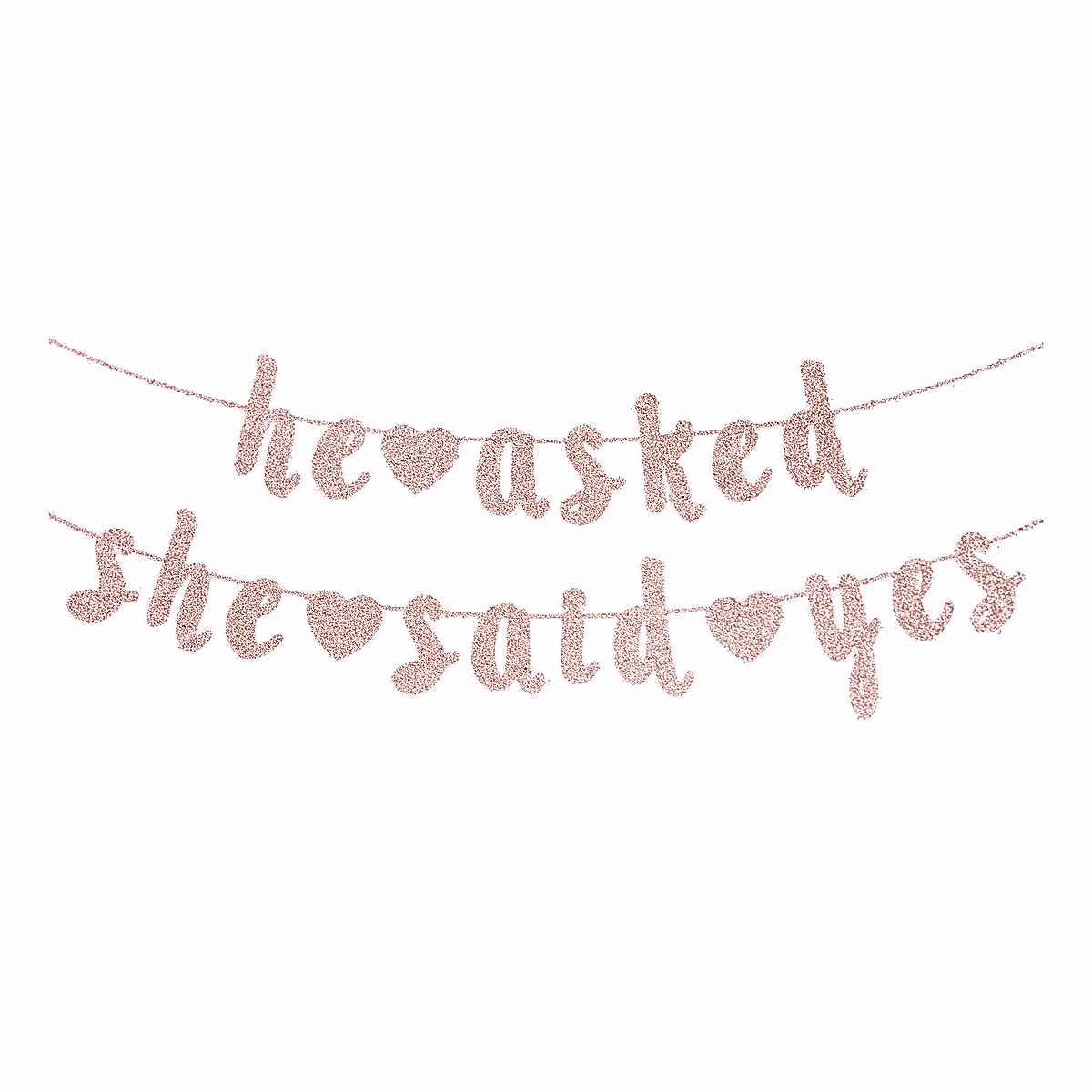 Engagement Party Decorations, Rose & Gold Engaged He Asked She Said Yes Banner, Bachelorette Party Favors, Glitter Diamond Bride Sign for Bridal Shower Hen Party Supplies Backdrop Decor (Gold)