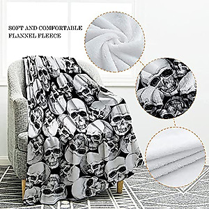 Jekeno Retro Skulls Blanket for Halloween Soft Ligtweight Durable Cozy Throw Print Blanket for Kids Women Adults Gift Home Decor 50"x60"