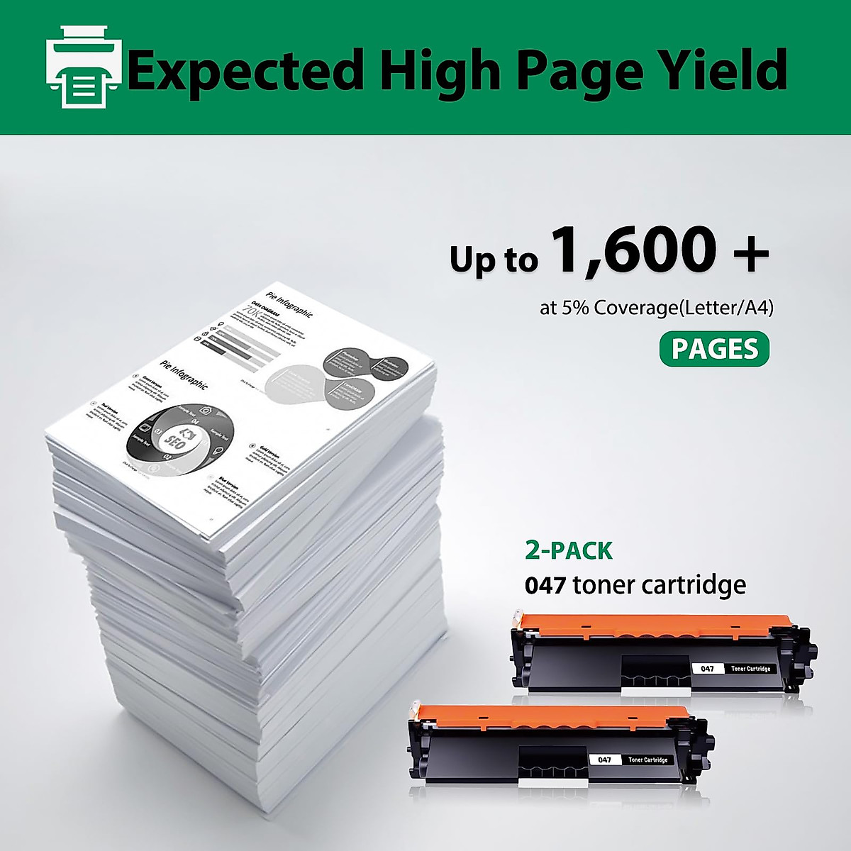 047 Compatible Replacement for Canon 047 Toner Cartridge for imageCLASS LBP113W MF113W MF110/LBP110 Series, i-SENSYS LBP113W MF113W MF110/LBP110 Series Printer (Black, 2Pack)