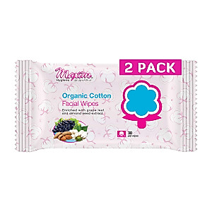 Maxim Facial Wipes, 100% Organic Cotton Face Wipes, 60ct, Moisturizing Makeup Remover Wipes Biodegradable Facial Wipes, Hypoallergenic Without Harsh Chemicals, 2 Packs of 30