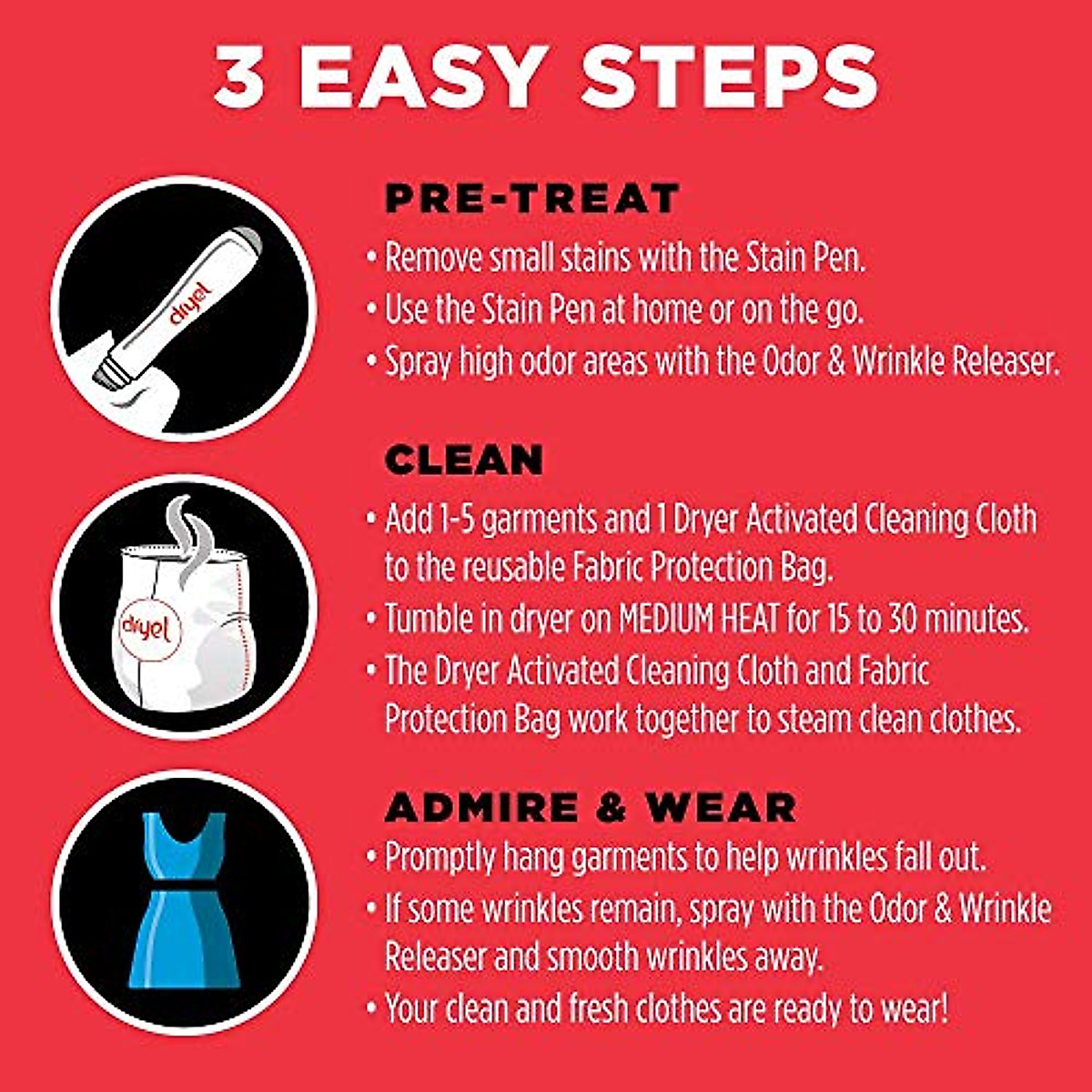 Dryel At-Home Mega Dry Cleaner Starter Kit, Includes Dry Cleaning Cloths and To-Go Stain Removal Pen - 14 Load Capacity