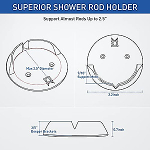 Shower Curtain Rod Holder for Wall – Adhesive Bathroom Tension Rod Retainer with Wide Bracket Include Strong Tapes for No Drilling Quick Mount and 304 Screws for Permanent Installation (Royal Blue)
