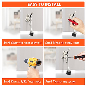 KOVOSCH 4 Inches Kickdown Door Stoppers Brushed Satin Nickel, Heavy Duty Door Stoppers for Bottom of Door, Door Stop with One Touch and Soft Rubber Tips, Zinc, 1 Pack