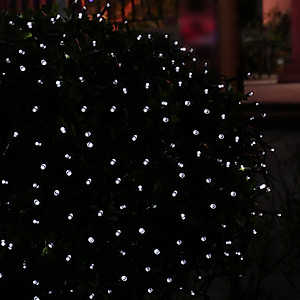 Qedertek Outdoor Solar String Lights, 72ft 200 LED Cool White Fairy Decorative Christmas Lights Seasonal Lighting for Indoor, Home, Garden, Porch, Patio, Party and Holiday Decoration, Waterproof