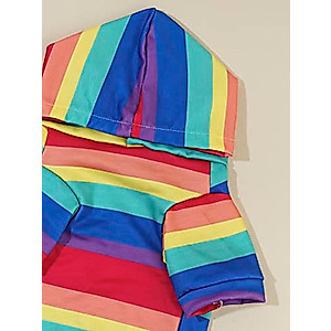 QWINEE Rainbow Colorful Dog Hoodie Sweatshirt Dog Shirt Cat Clothes for Puppy Kitten Small Dogs Multicolor X-Small