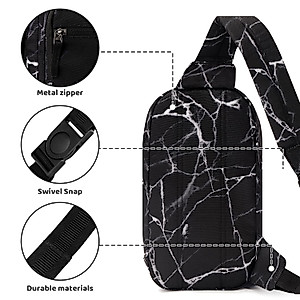 Choco Mocha Girls Sling Bag for Kids, Travel Hiking Sling Backpack for Teen Girls One Strap Women Daypack, Marble Black