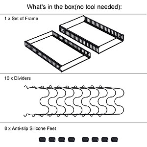 Toplife Adjustable 10+ Pans Organizer Rack + 7+ Lids Organizer Rack for Kitchen Cabinet, Black