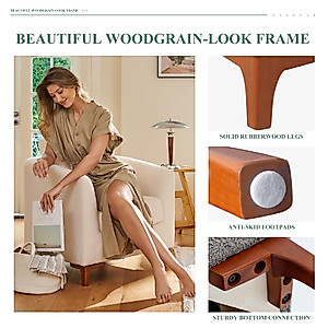 COLAMY Sherpa Accent Chair with Storage Ottoman Set, Upholstered Barrel Arm Chair with Footrest, Modern Living Room Chair with Back Pillow, Cream