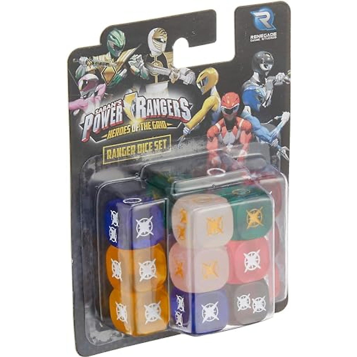 Renegade Game Studios Power Rangers: Heroes of The Grid Ranger Dice Set, 14 Translucent Dice, Ages 14+