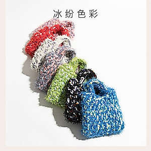 DSFEOIGY Knitting Small Phone Purse Handwoven Soft Winter Women Bags Mini Bucket Tote Colorful Simple Design Handbags (Color : D, Size : 1)