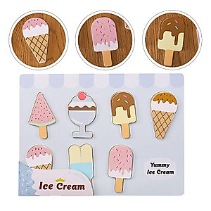 TOYANDONA Ice Cream Puzzles Wooden Educational Preschool Puzzles for Toddlers Kids Boys Girls Children Math Learning Set
