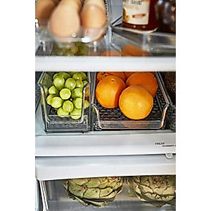 Spectrum Diversified Hexa in-Fridge Large Refrigerator Bin for Storage and Organization of Fruit Vegetables Produce and More, 15 x 3.75 x 4.25, Clear/Dark Gray