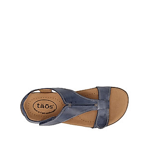 Taos The Show Premium Leather Women's Sandal - Experience Everyday Style, Comfort, Arch Support, Cooling Gel Padding and an Adjustable Fit for Exceptional Walking Comfort Dark Blue 8 (M) US