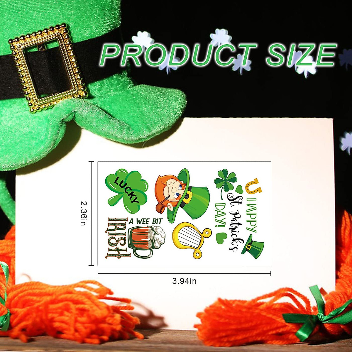 80Pcs St Patricks Day Tattoos Decorations Accessories, 12 Sheets Shamrock Temporary Tattoo Stickers for Kids Women, Irish St. Patrick's Day Parade and Favors Party Decorations