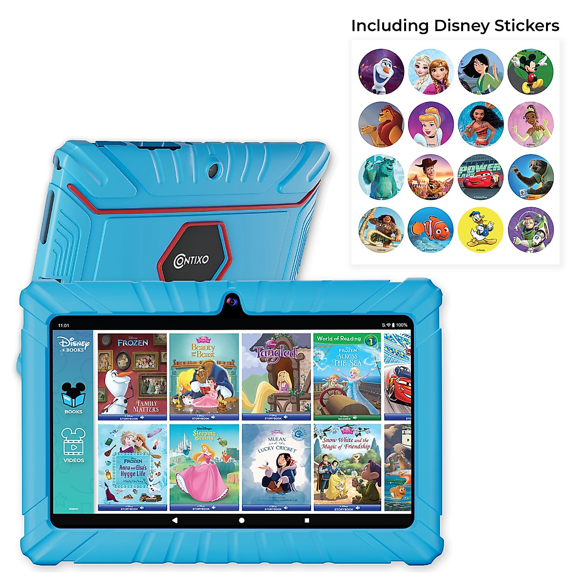 Contixo Kids Tablet V8, 7-inch HD, Ages 3-7, Toddler Tablet with Camera, Parental Control - Android 11, 16GB, WiFi, Learning Tablet for Children, 50+ Disney Storybooks Apps and Kid-Proof Case, Blue
