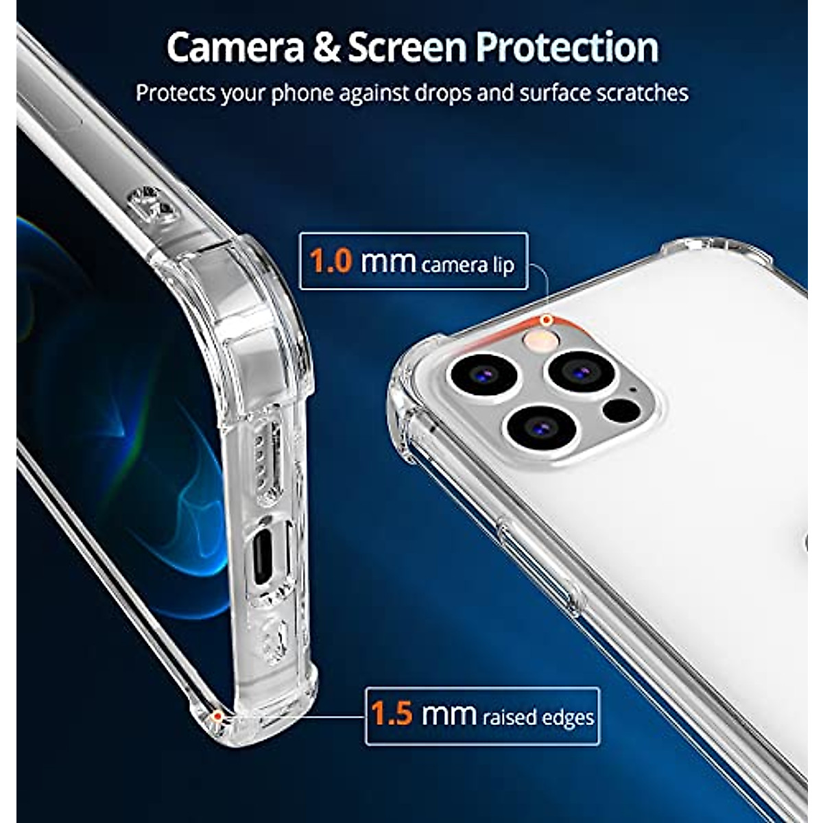 Orase Ultra Clear Cases Designed for iPhone 12 Case & iPhone 12 Pro Case [Non-Yellowing] Protective Slim Phone Case with Shockproof Air Bags, 2020 (Crystal Clear)