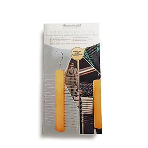 HANGERWORLD Wooden Tie Hanger Space Saving for up to 20 Belts and Ties Organizer