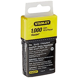 Stanley Tra204T 1/4 Inch Light Duty Narrow Crown Staples, Pack of 1000(Pack of 1000)