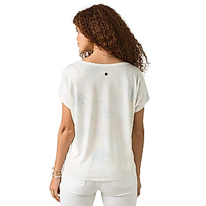 prAna Women's Shady Springs Top, Soft White Dotty, Large