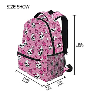 MNSRUU Student Travel School Backpack Pink Skull Girl College Laptop Backpacks Business iPad Tablet Computer Bookbags for Adult Teen One Size