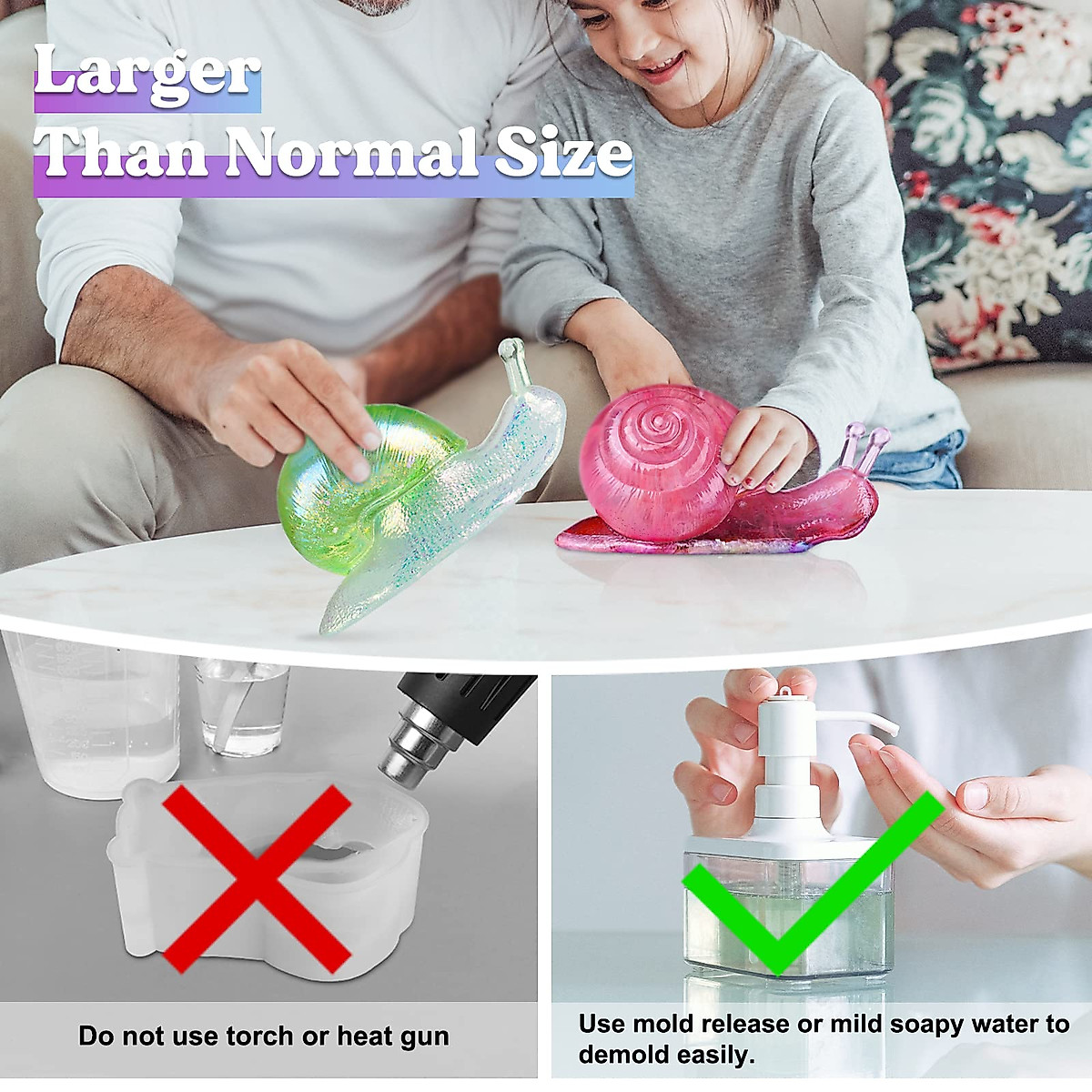 LET'S RESIN Snail Resin Molds Silicone 6inch, Large Resin Animal Molds with Finely Carved Snail Design, 3D Snail Silicone Molds for Resin, Casting Resin, DIY Snail Decoration, Christmas Ornament