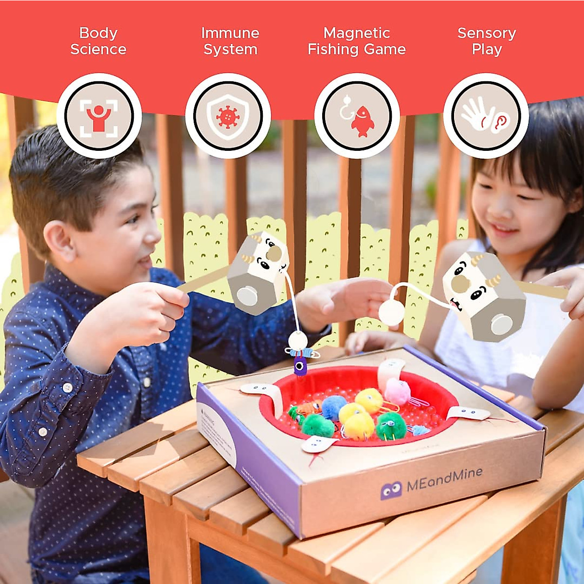 MEandMine Healing Lab- Science Kit - Immune System, Magnetic Fishing Game- Fish Out Germs Sensory Toys- Learning & Education Toys for Kids 4-7 - STEM Toy