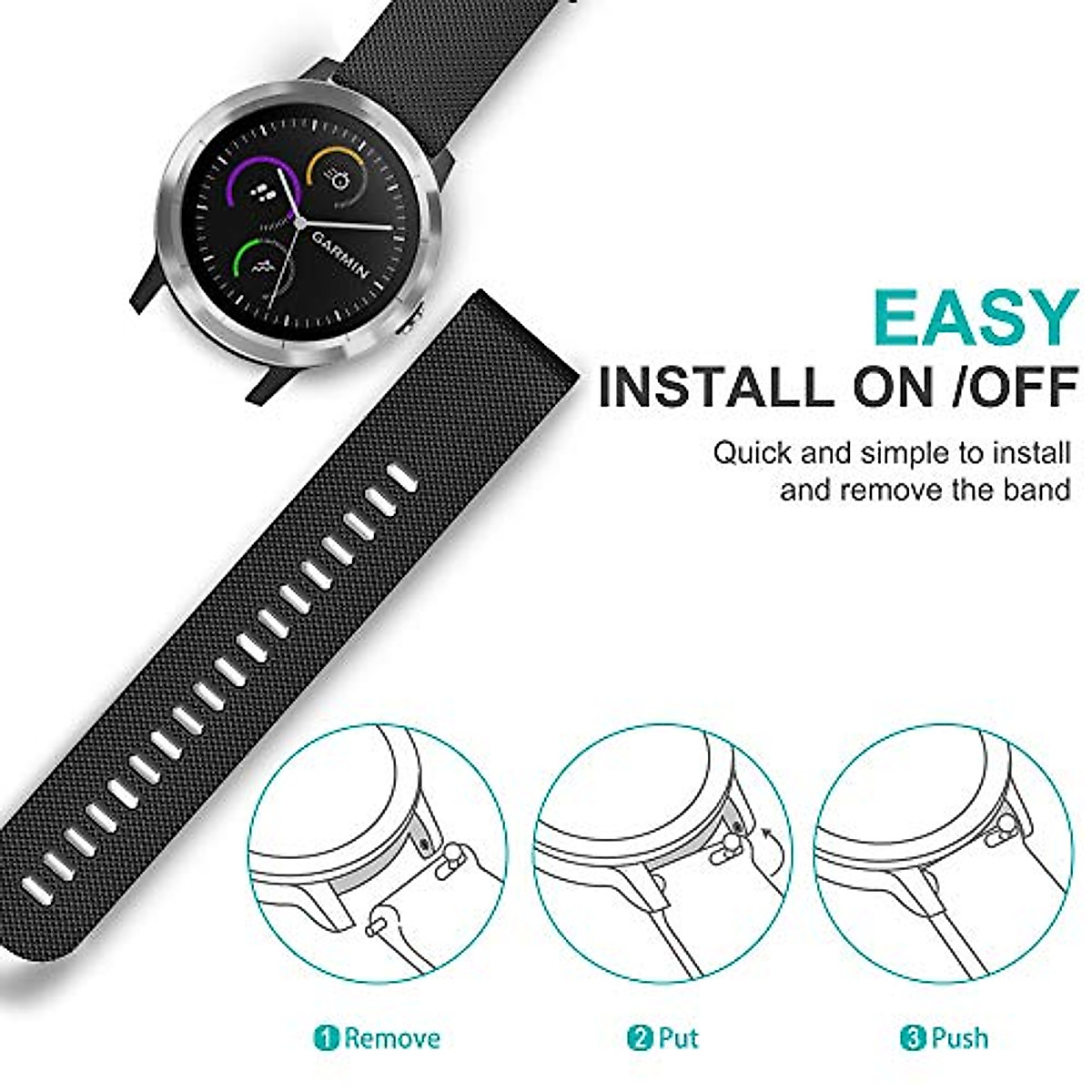 TUSITA Quick Release Watch Band 20mm Replacement for Garmin Vivoactive 3 Music,Venu Sq,Vivomove HR, Approach S40, Forerunner 245,Galaxy Watch 4 Classic 42mm, Amazfit GTS 2 2e Mini, Bip U, Ticwatch E3