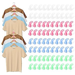 Mikeenk 100Pcs Clothes Hanger Connector Hooks, Cascading Hanger Hooks, Extender Clips Cascading Clothes Hangers for Space Saving Outfit Hangers or Clothes Closet (Colorful), 4*1.7*3CM, YJLJGG-PT-100