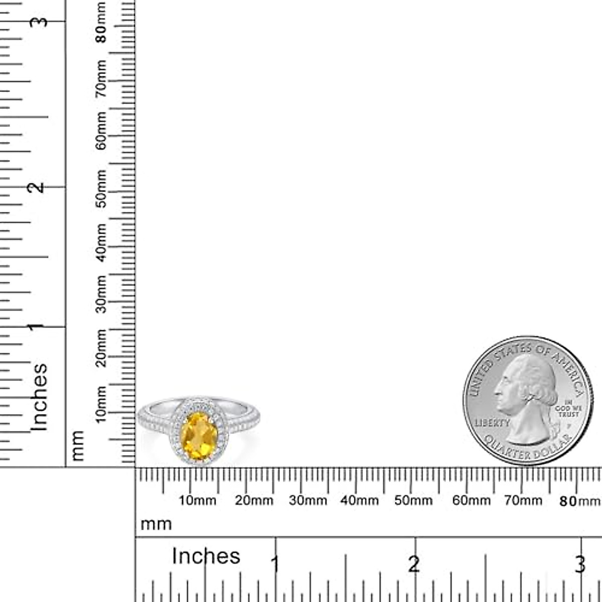 Gem Stone King 925 Sterling Silver 8X6MM Oval Gemstone Birthstone and White Moissanite Halo Engagement Ring | Wedding Anniversary Promise Ring For Women | Size 5,6,7,8,9