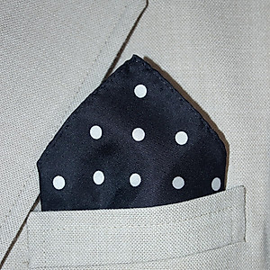 Royal Silk Polka Dot Pocket Square - 17" Handkerchief - 12mm Silk Twill - Black