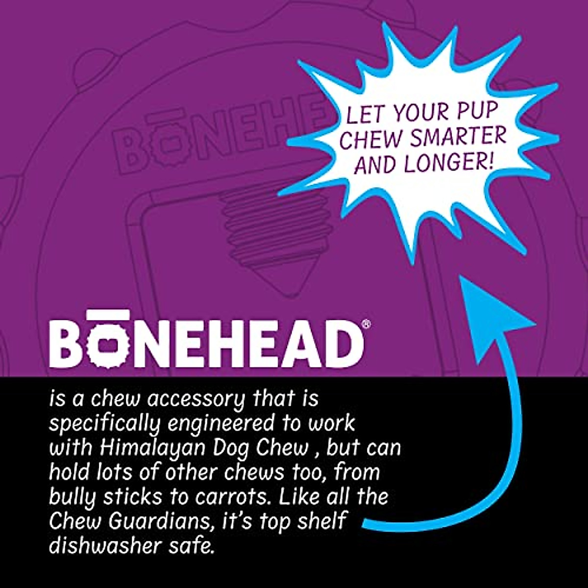 Himalayan Dog Chew Bonehead Large Dog Chew Holder, Secures Chews for Dogs, Chew Smarter and Longer, Stimulate Your Dog, Holds Yak Chews with Screw-in Fastener, 1 Dog Toy