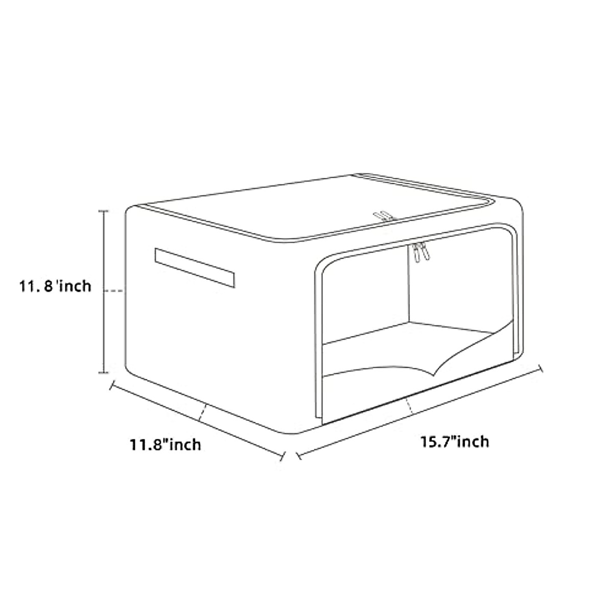 3 Pack Clothes Storage Bins - Foldable Metal Frame Storage Box - Stackable Linen Fabric Organizer Set with Carrying Handles and Clear Window (Beige, 15.7x11.8x11.8inch(36L))