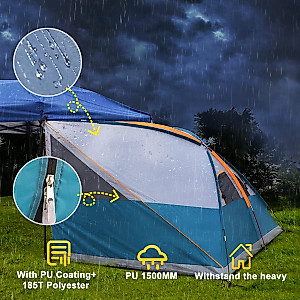 UNP Camping Tent | Canopy Side Tent for 10' x 10' Canopies Tent Easy Set Up Gazebo, Ocean Blue (Canopy/SHELTER NOT Included)