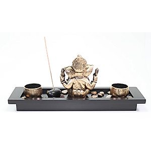 Elephant Ganesha Zen Garden Rocks Incense Burner Candle Holder Home Decor Gift