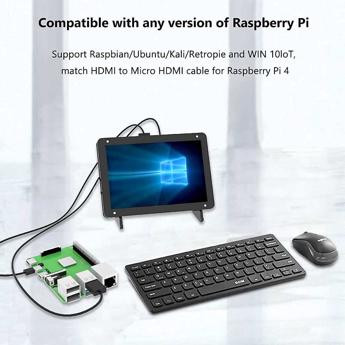 5 inch Capacitive Touch Screen for Raspberry Pi 4-800x480 Pixels HD HDMI Display Touchscreen Portable Monitor with Acrylic Case, Holder and Cables (Support Pi 3B+ & Pi 4,Windows)