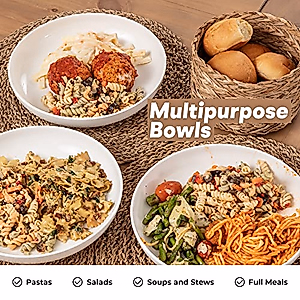 FAMHH 42 Oz Porcelain Large Pasta Bowl Set – Wide & Shallow for Salad Bowls, Soup Bowls, Pasta Bowls – 9.5x1.75 In. Ceramic Bowls Dish Set of 6 – Dishwasher & Microwave Safe Dinnerware Sets