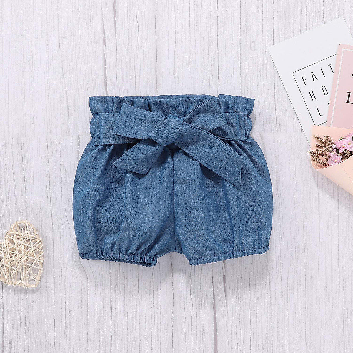 EQSJIU Newborn Baby girl outfits infant rompers 0-3 months summer clothes pants cotton bow headband pants shorts 3pcs set pink blue