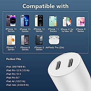 45W Car Charger, Multi Port USB C Cigarette Lighter Splitter with 2 Pack 6 ft Lightning Cable Cord, Dual Outlet Automobile Adapter Plug Fast Charging for iPhone 14 13 12 11 X XS XR (Plus Pro Max) iPad