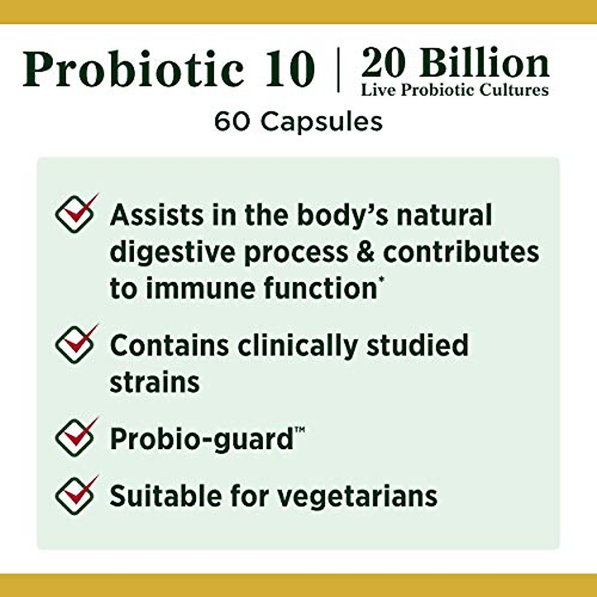 Probiotics by Nature's Bounty, Ultra Strength Probiotic 10, Immune Health & Digestive Balance, 60 Capsules